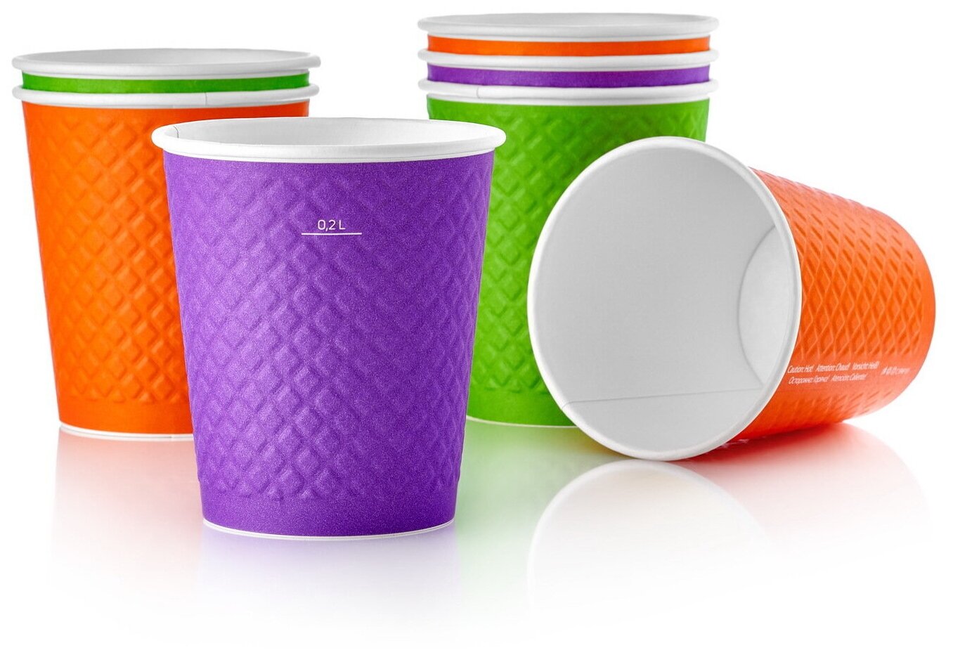 Набор одноразовых Цветных ламинированных бумажных стаканов 250 мл, туба 25 шт.