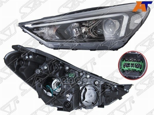 Фара Hyundai Tucson 18-21 (Слева/ Галоген/ ДХО/ С электрокорректором) Sat арт. ST1211115LLD