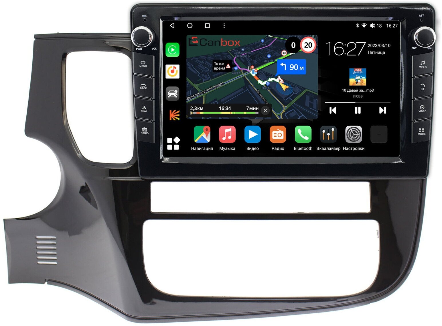 Штатная магнитола Mitsubishi Outlander 3 2012-2024 Canbox M-Line 7825-10-493 Android 10 (4G-SIM, 2/32, DSP, QLed) С крутилками