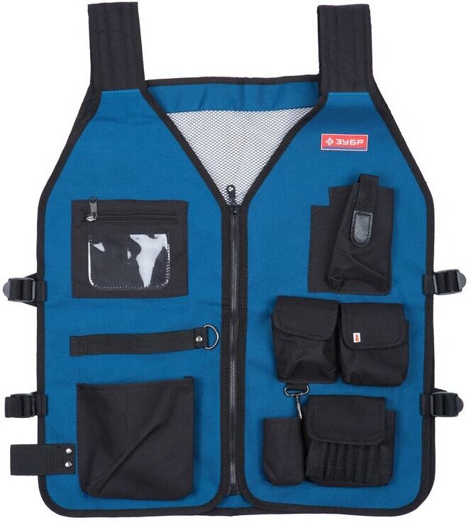 Жилет монтажника, универсальный размер, ЗУБР "Эксперт" 10 карманов 38638