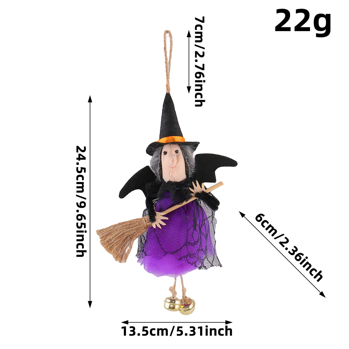 Кроссбай-тулуп для Halloween: колокольчики для ведьм, подвесные декорации для дома с привидениями, подвесные элементы для декора. Цвет: фиолетовый. Мо