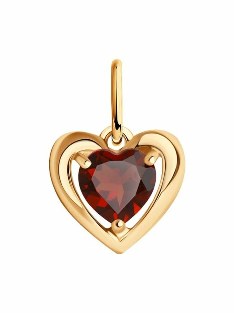 Подвеска, красное золото, 585 проба, гранат