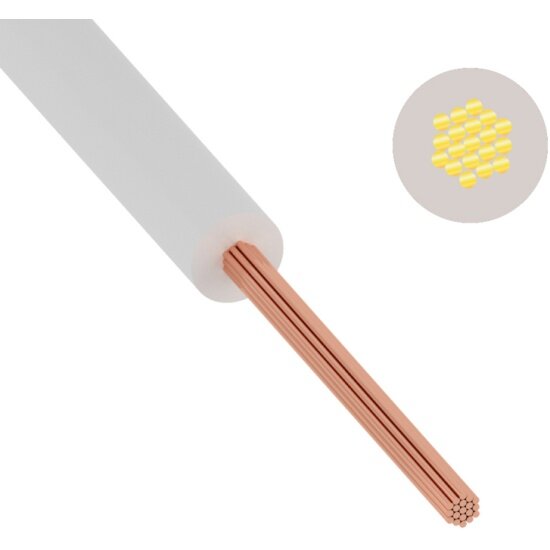 Провод Ккз ПуГВ (ПВ-3) 1,5 кв. мм, 500 метров, медный, ГОСТ, белый, 01-8618-1