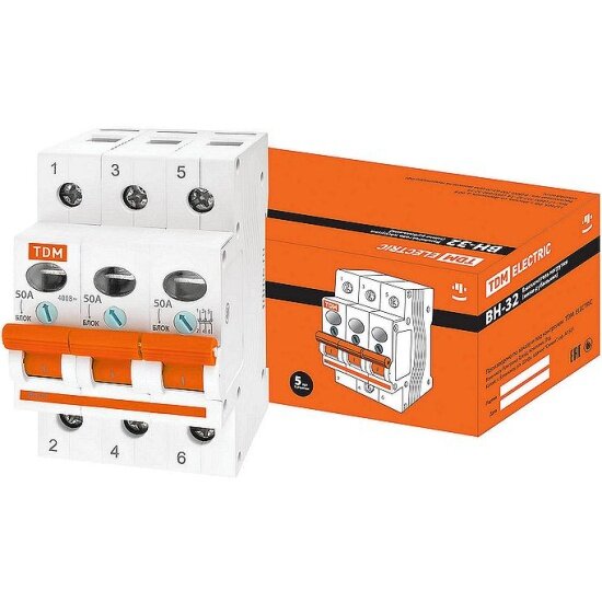 Выключатель нагрузки (мини-рубильник) Tdm Electric ВН-32 3P 50A, SQ0211-0026
