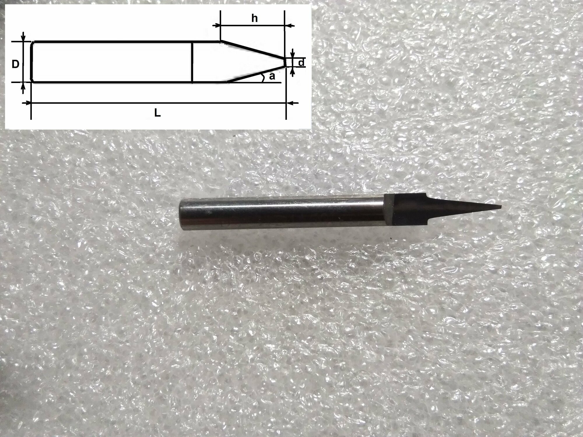 Конический гравер PDJ4.10045 d-0.45/h-8.6/ 2a-10/ D-4/ L-40. X series для ЧПУ станка