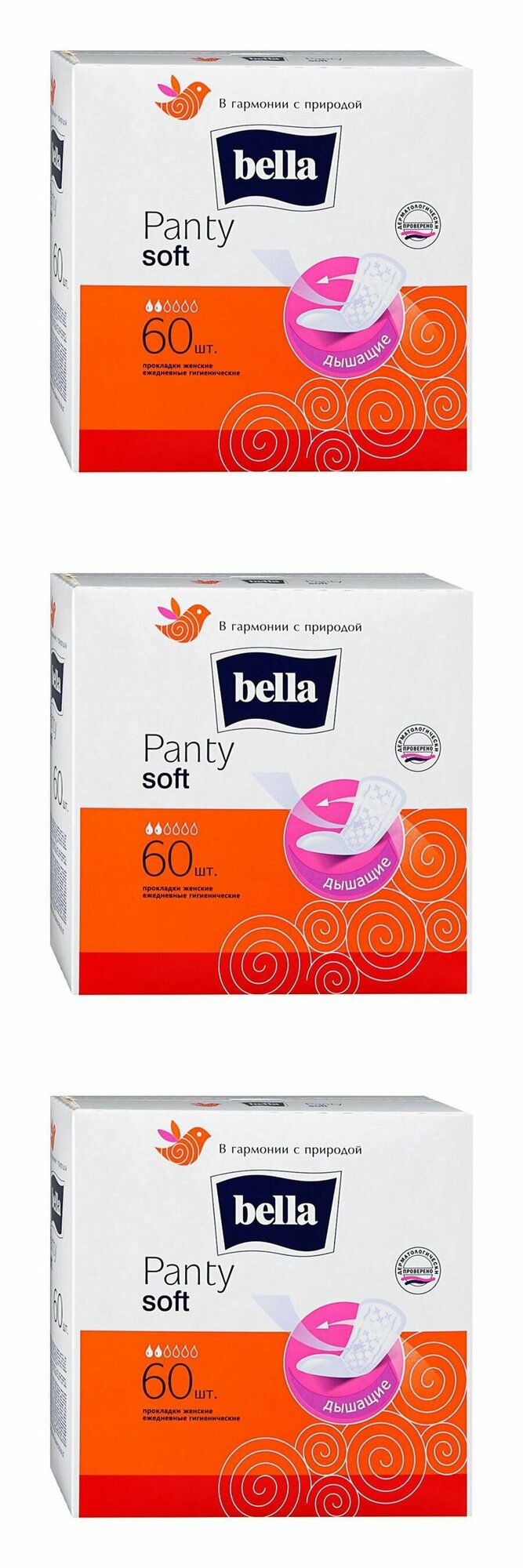 BELLA Ежедневные прокладки Panty Soft, 60 шт, 3 уп.