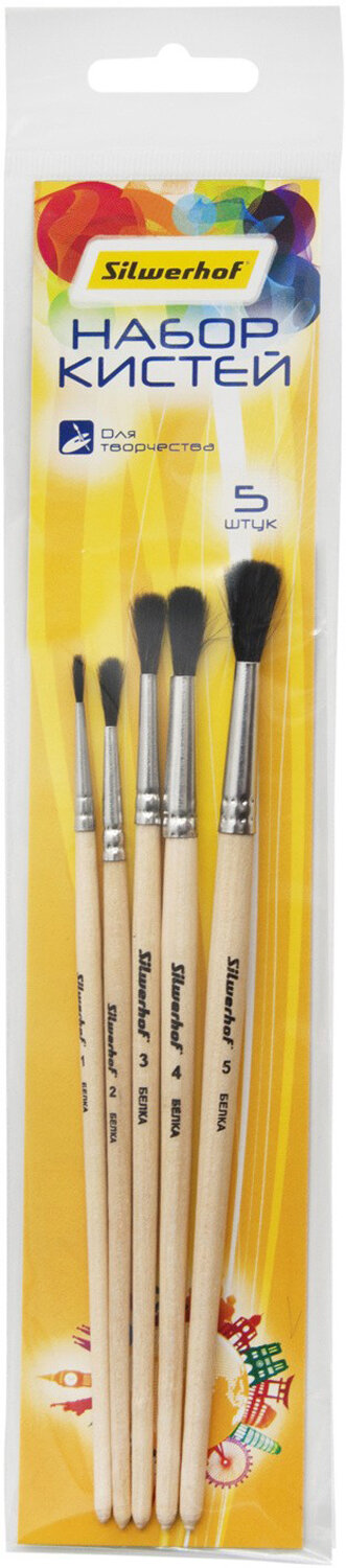 Набор кистей "Солнечная коллекция", белка, 5 штук (980082)