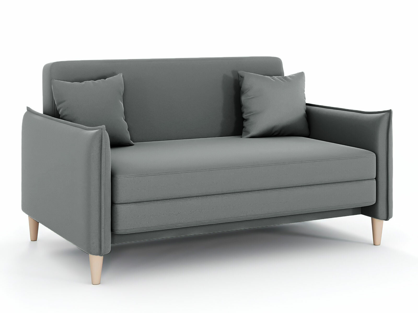 Диван Порту Мини, серый, раскладной, велюр, аккордеон, 130x195х85 см