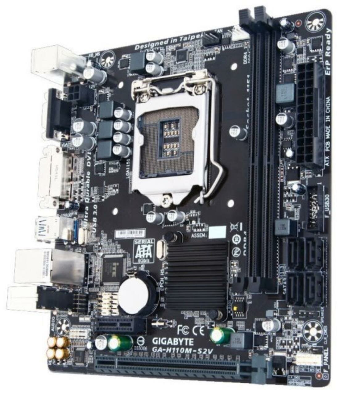 Материнская плата GIGABYTE GA-H110M-S2V LGA 1151 PCI-E Dsub+DVI GbLAN SATA MicroATX