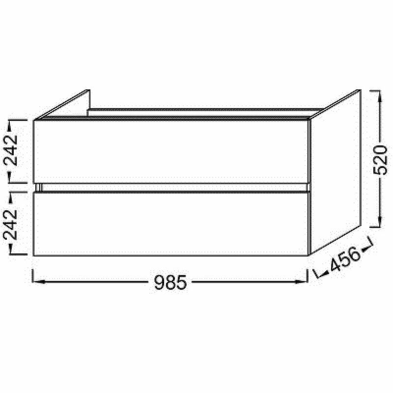 Тумба под раковину Jacob Delafon TOLBIAC 100 см, 2 ящика, Белый лак глянец