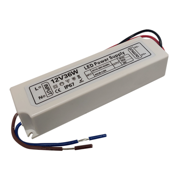 Блок питания постоянного напряжения 12В 36Вт IP67 пластик