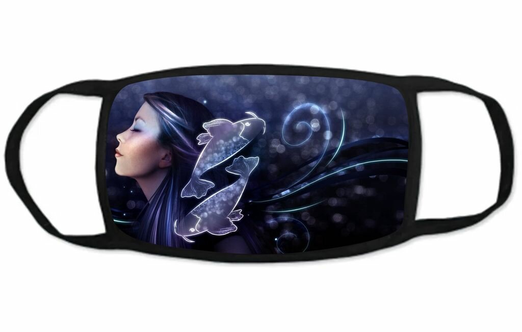 Маска защитная тканевая на лицо со знаком зодиака Рыбы №6, Взрослая - 20 на 12,5 см