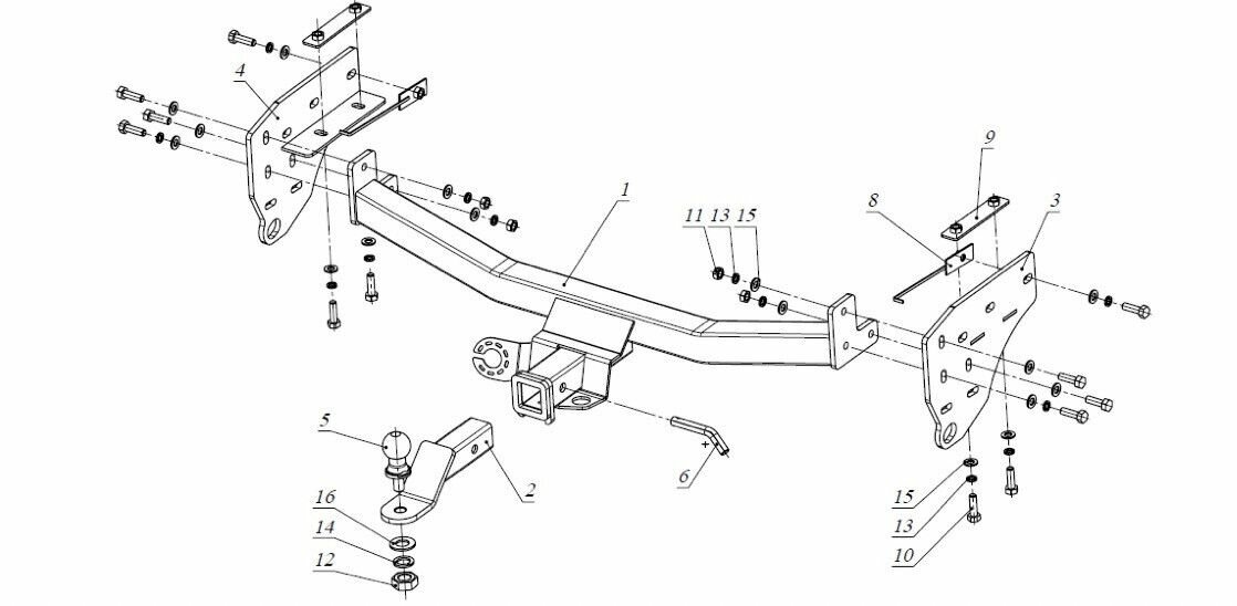 Фаркоп Бизон на Fiat Fullback FA 1008-E (с 2016 г. в. для авто с бампером.) (паспорт и сертификат в комплекте)(без электрики)