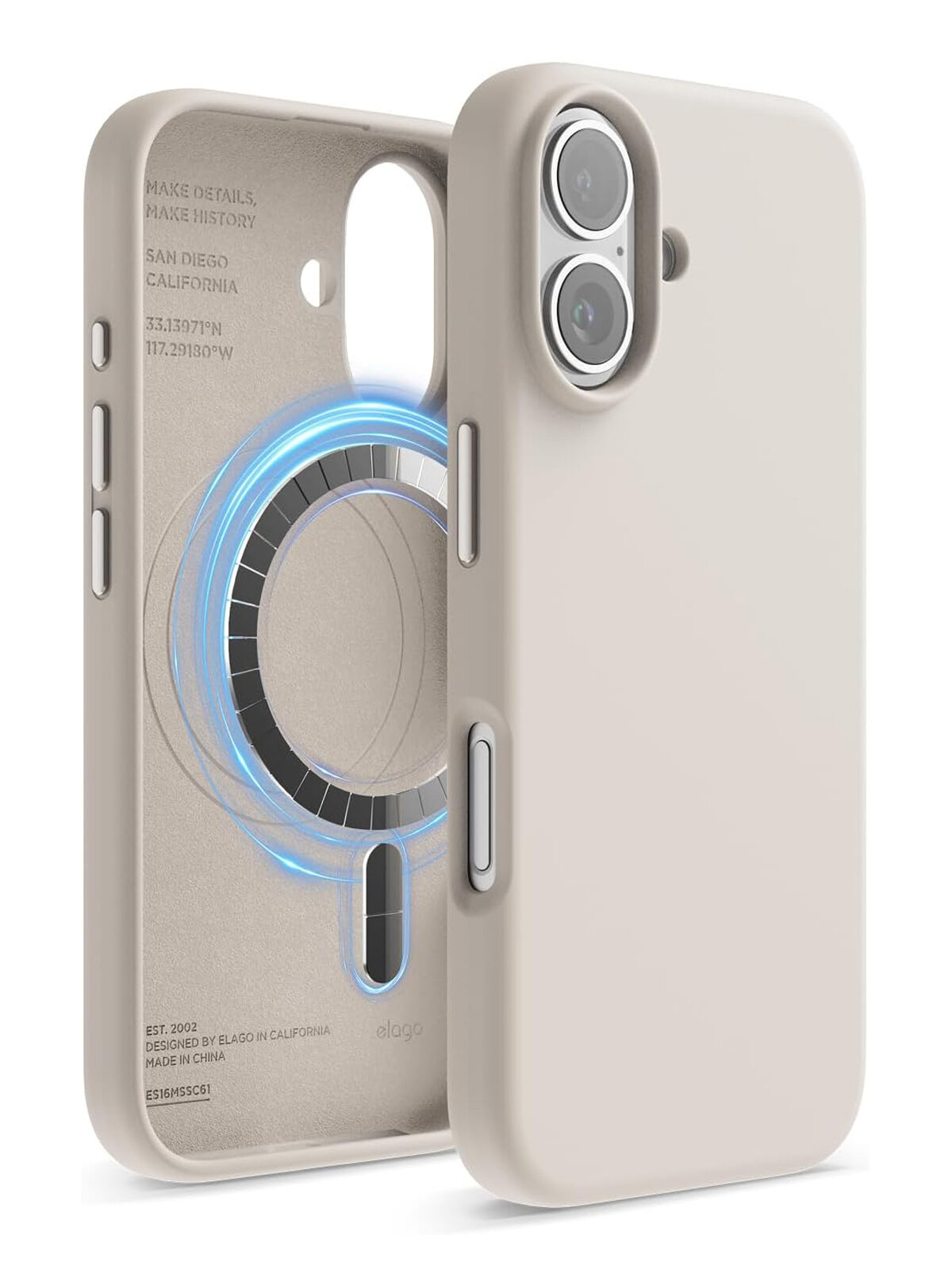 Elago для iPhone 16 чехол Soft silicone (Liquid) Stone (MagSafe)