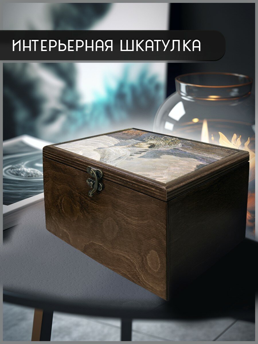 Шкатулка интерьерная для украшений универсальная 22x17x12 см искусство Царевна лебедь (Михаил Врубель, шедевры, живопись) - 2159