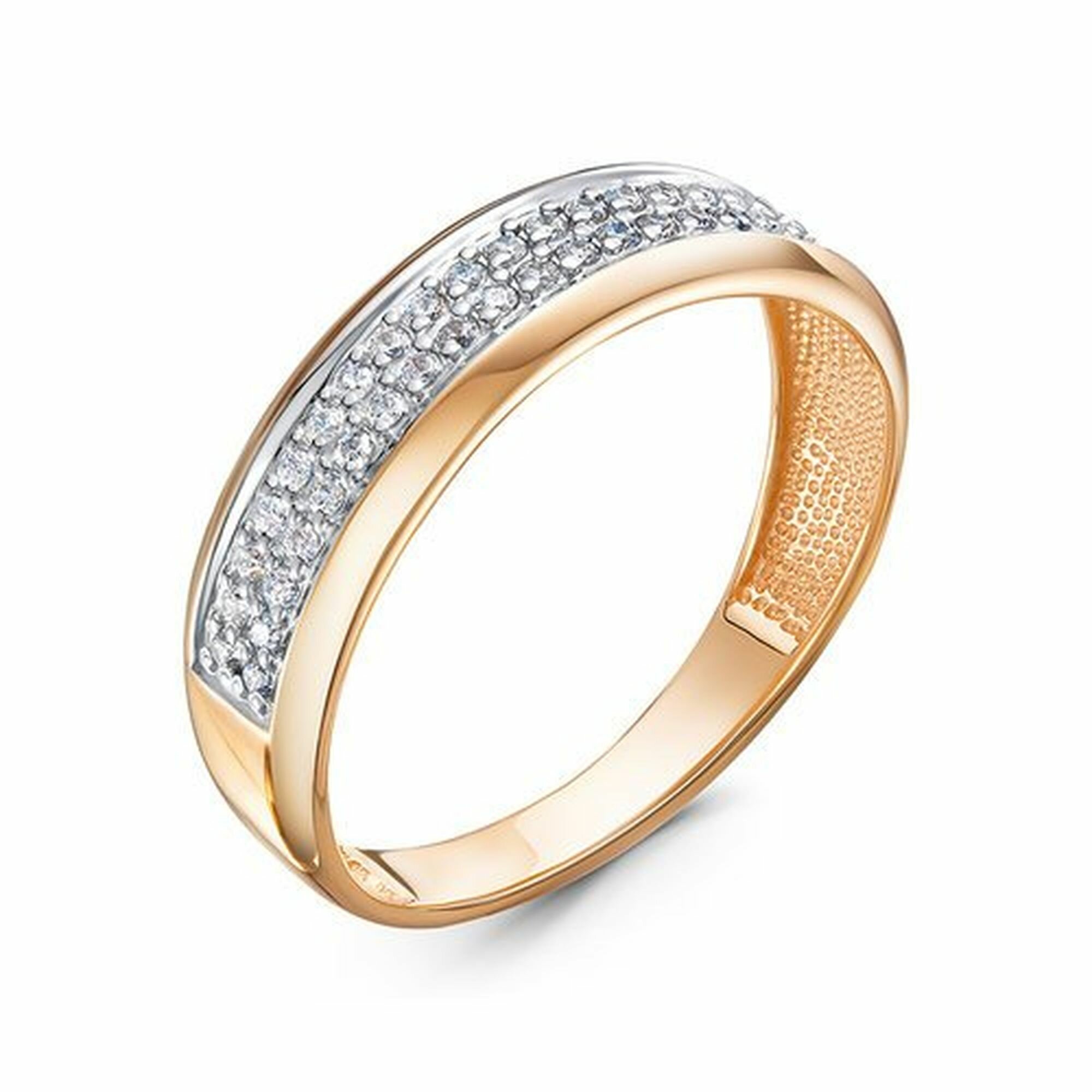 Кольцо дорожка, красное золото, 585 проба, фианит