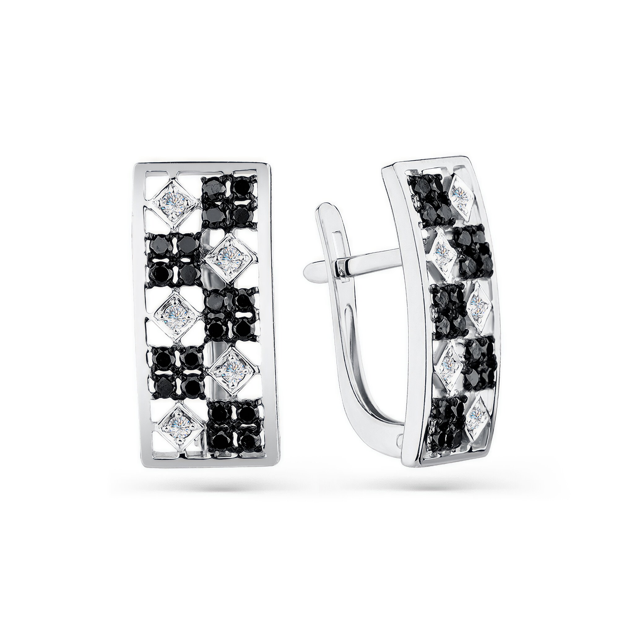 Серьги, белое золото, 585 проба, бриллиант