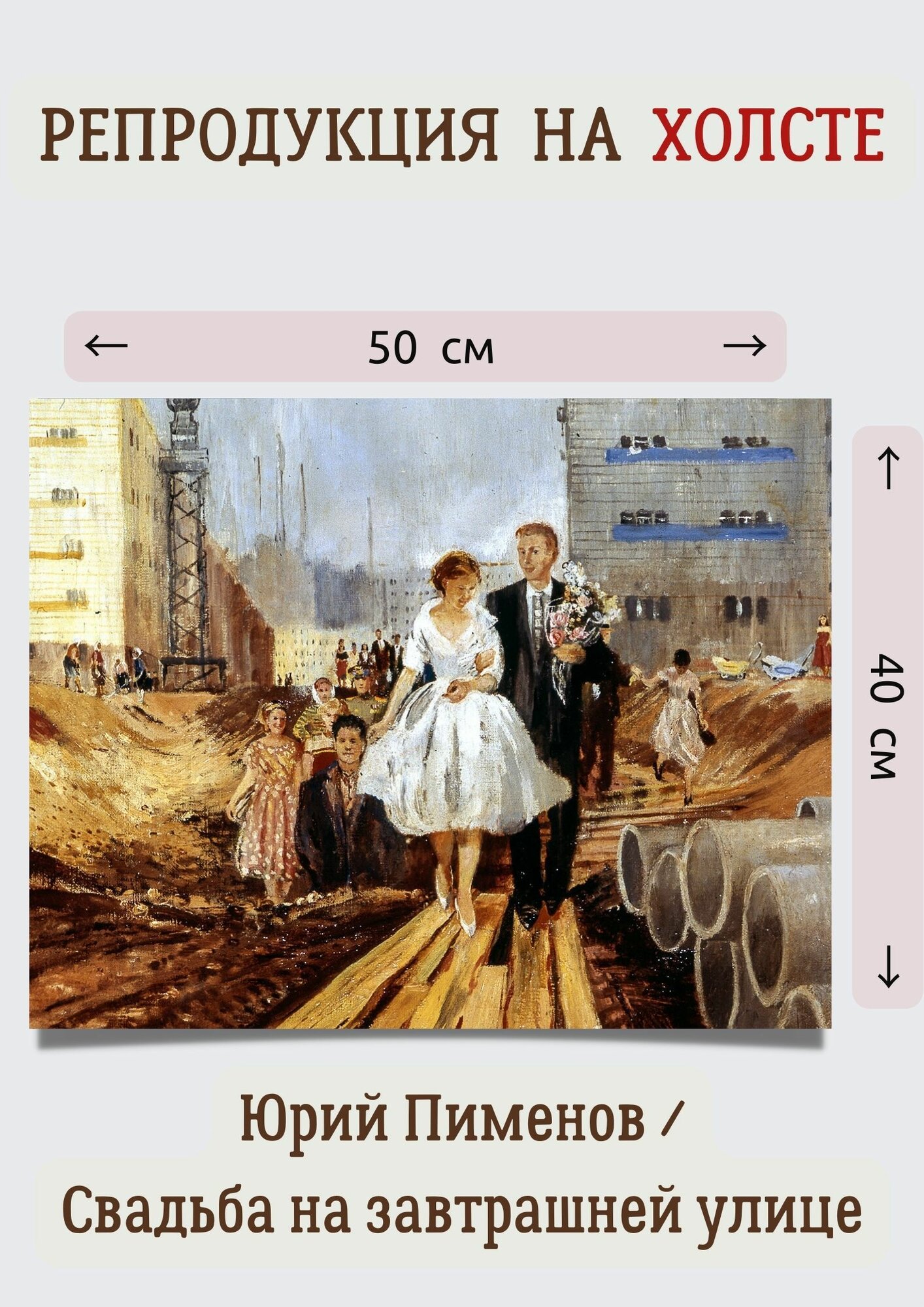 Картина небольшая 40х50 Юрий Пименов - Свадьба на завтрашней улице