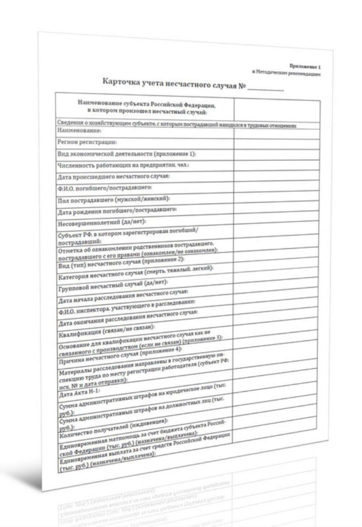 Карточка учета несчастного случая