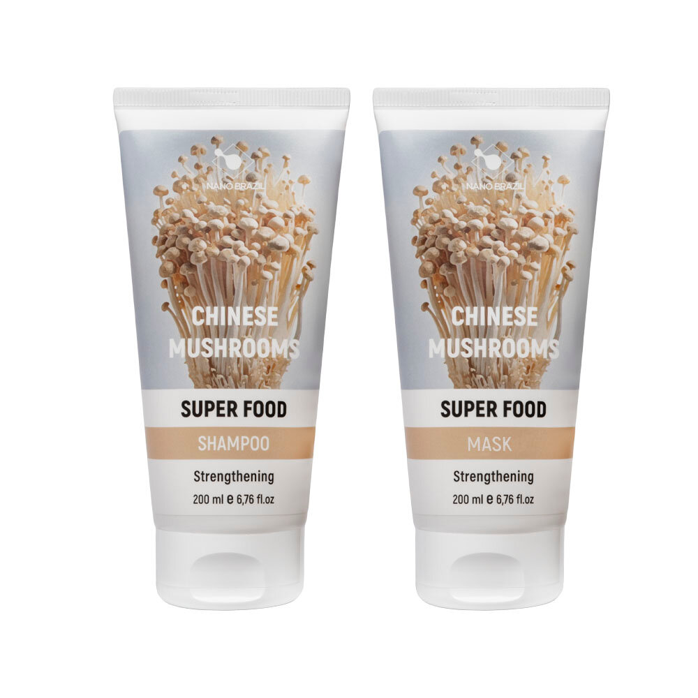 Набор для волос NANO BRAZIL SUPER FOOD CHINESE MUSHROOMS, шампунь и маска, 2х200 мл