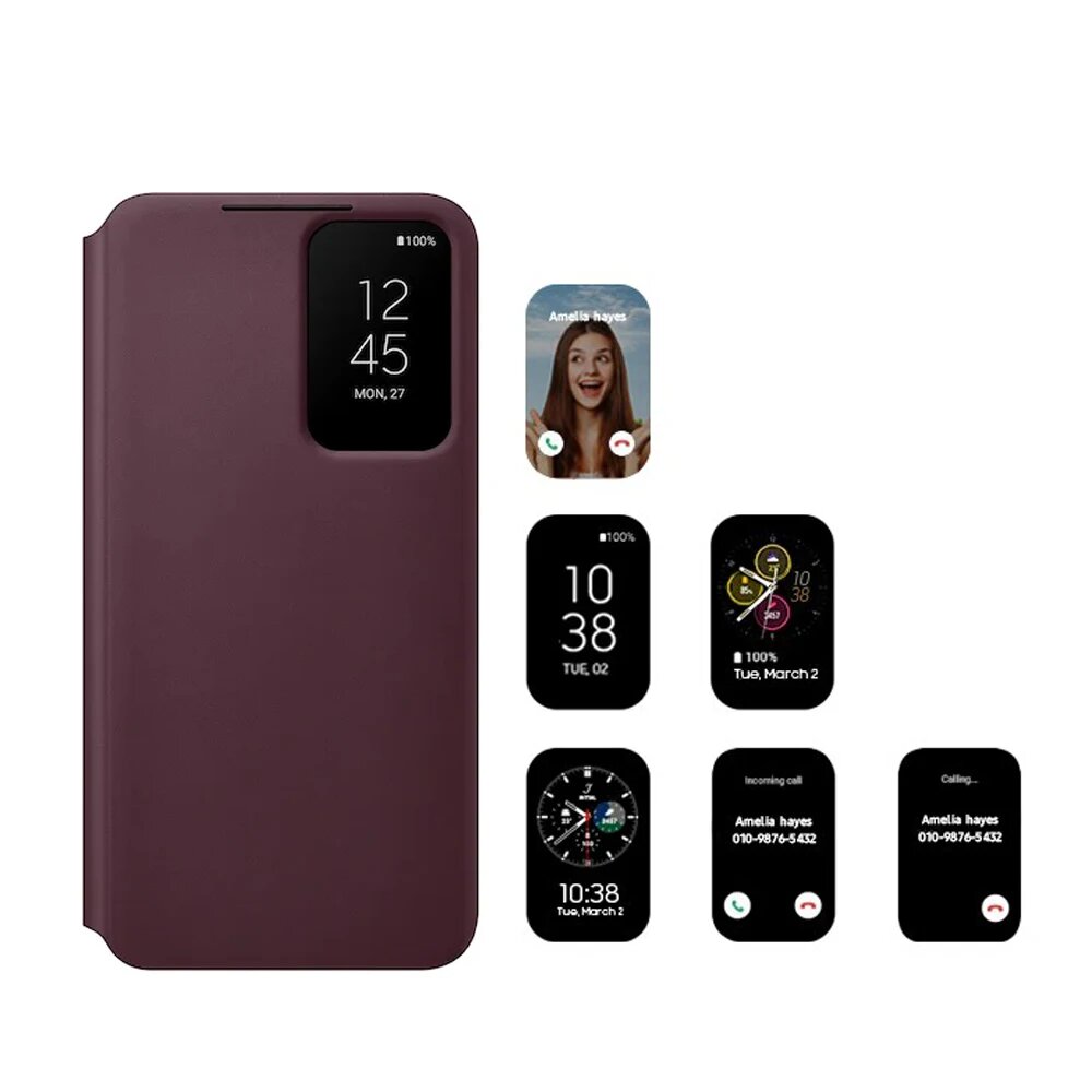 Чехол Samsung Clear View для Galaxy S22+ Бордовый