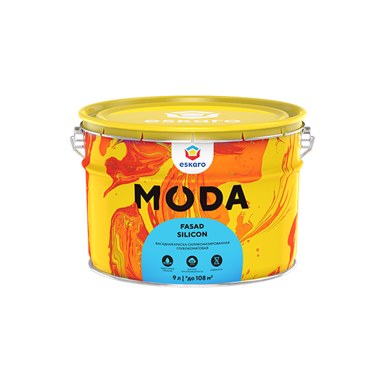 Краска Фасадная Eskaro MODA Fasad Silicon 0.9л Белая, Глубокоматовая, Силиконизированная / Эскаро.