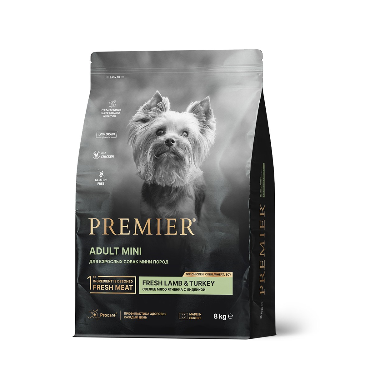 Premier Dog Lamb&Turkey ADULT Mini корм для собак мелких пород Свежее мясо ягненка с индейкой 8кг