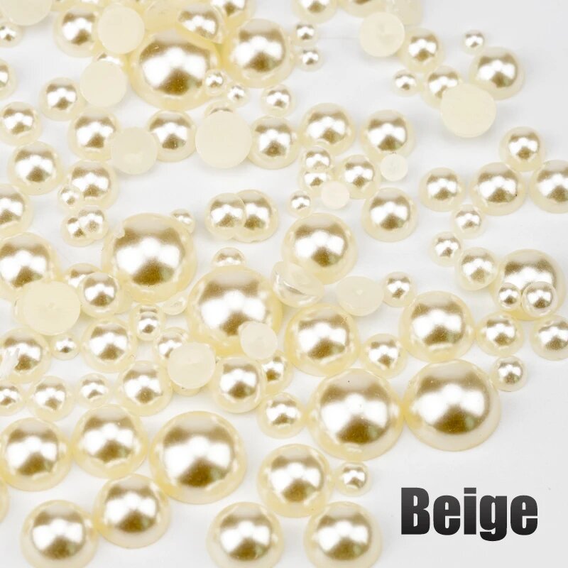 Бусины VDD смешанные размеры, пластик, имитация жемчуга Бежевый, 4mm - 500pcs, 2 Beige