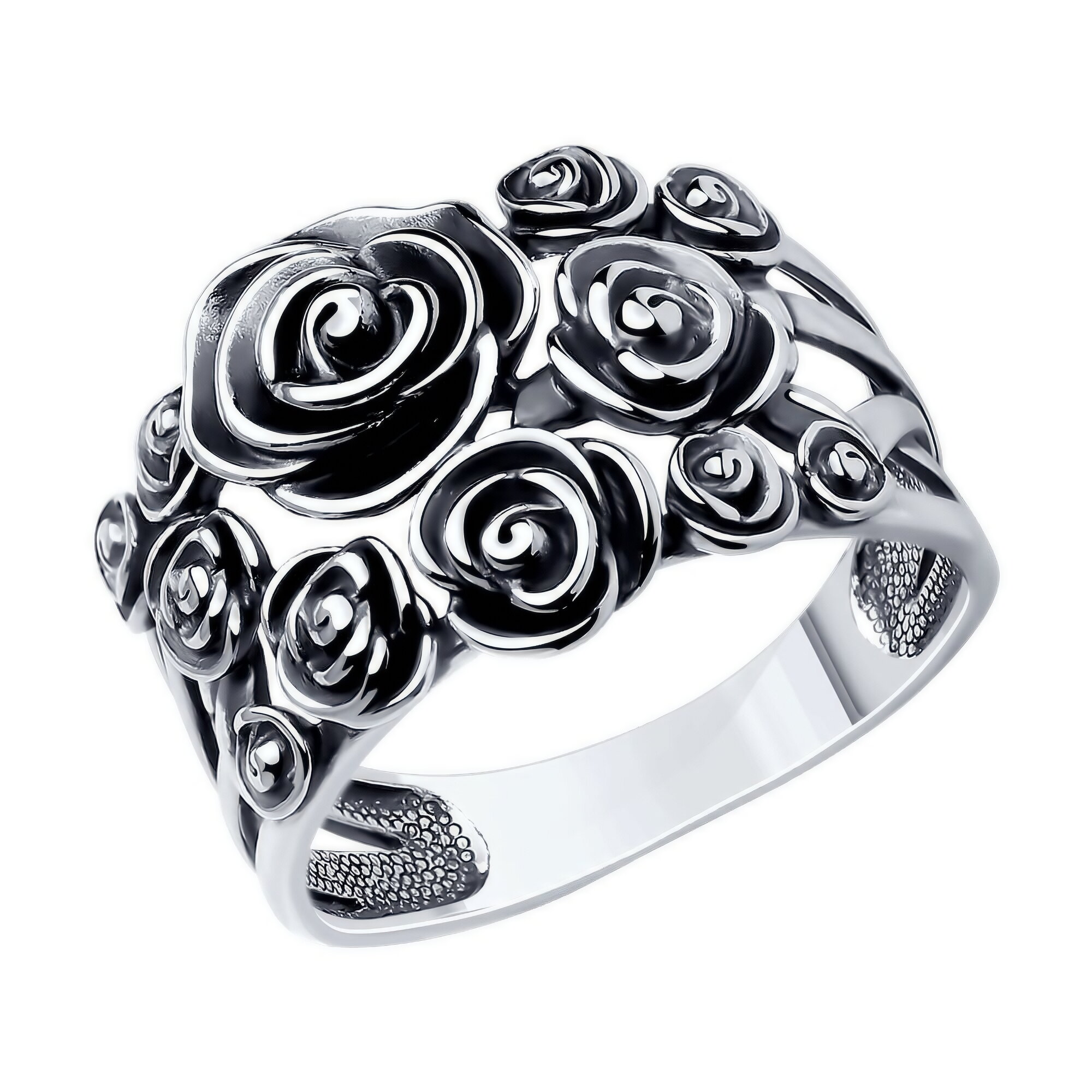 Кольцо широкое, серебро, 925 проба, чернение