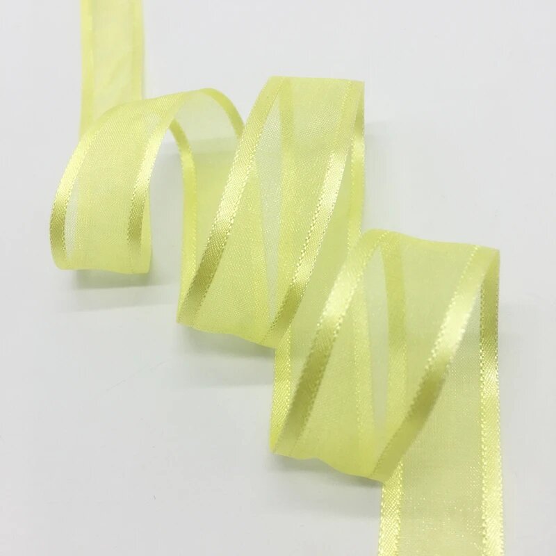 Лента органза CyanRafts 5 ярдов 3/4 дюйма Светло-желтый, 03