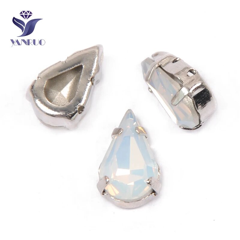 YANRUO 4300 белые стразы для рукоделия 5x8mm 27Pcs, With Silver Claw
