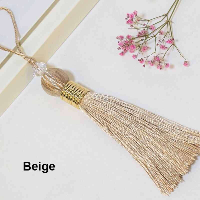 2 шт./лот, 10 см, шелковая бахрома-шарик с подвесной веревкой, декоративная бахрома Бежевый, Beige