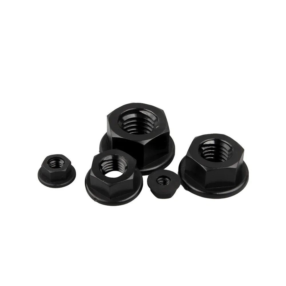 Нейлоновые фланцевые гайки Huiruixin M3 M4 M5 M6 M8 M10 M12 M6-30pcs, Black