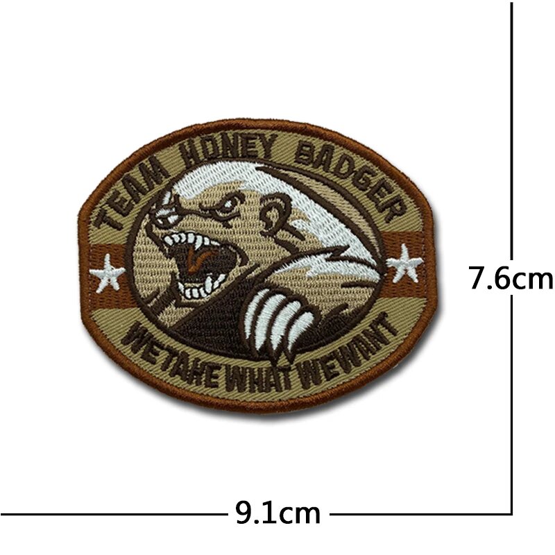 Вышитые нашивки HONEY BADGER OLOEY Коричневый, MD-12