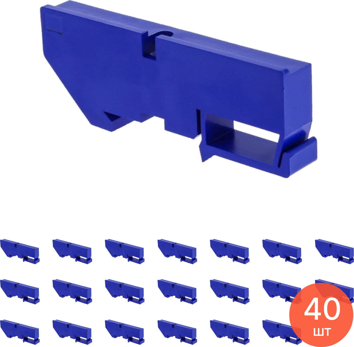 Изолятор EKF / ЕКФ PROxima для нулевой шины на DIN-рейку, синий, 1 полюс, максимальный номинальный ток 400А, ak-1-3 / электрика (комплект из 40 шт)