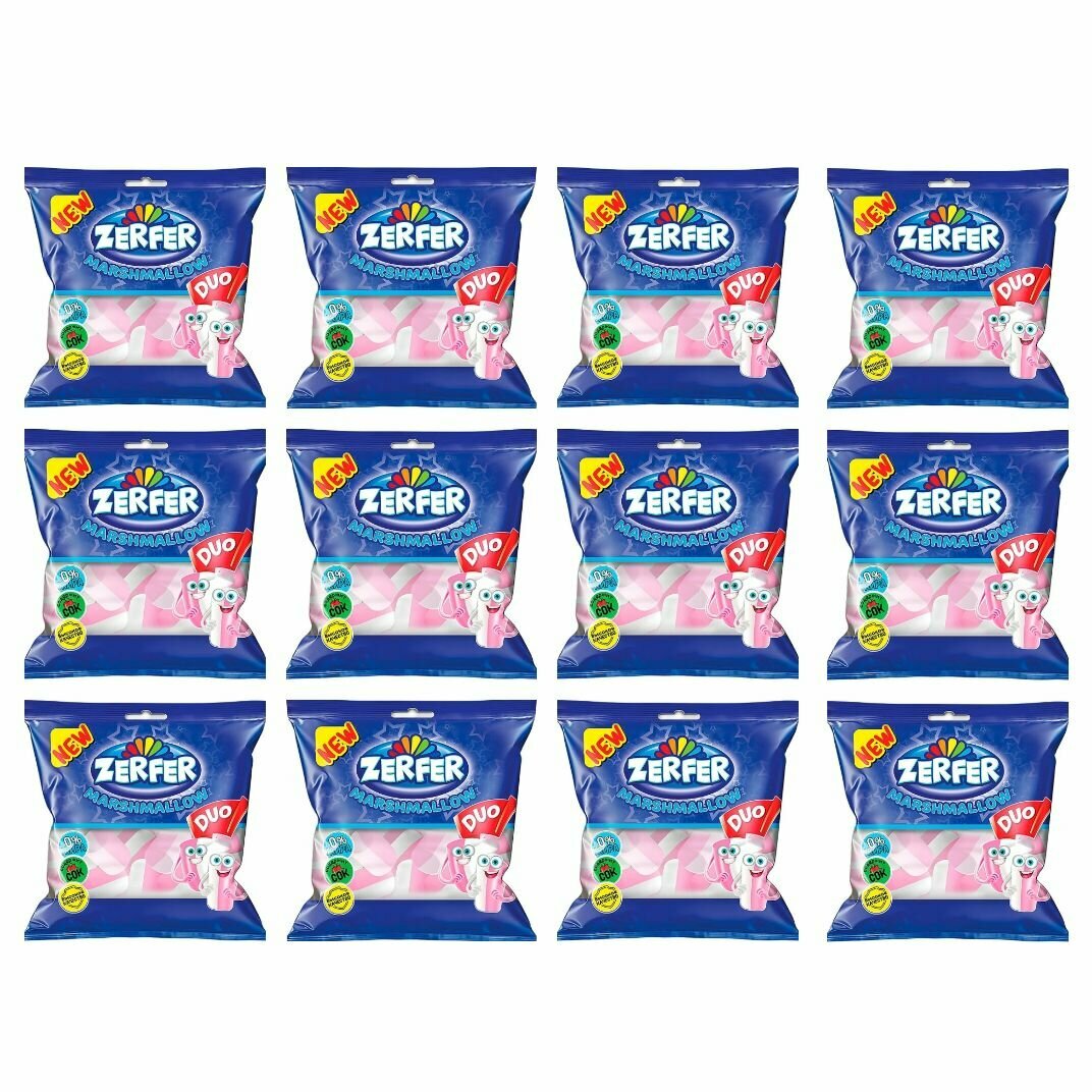 Zerfer Маршмеллоу, Duo, клубника-ваниль, 90 гр, 12 уп.
