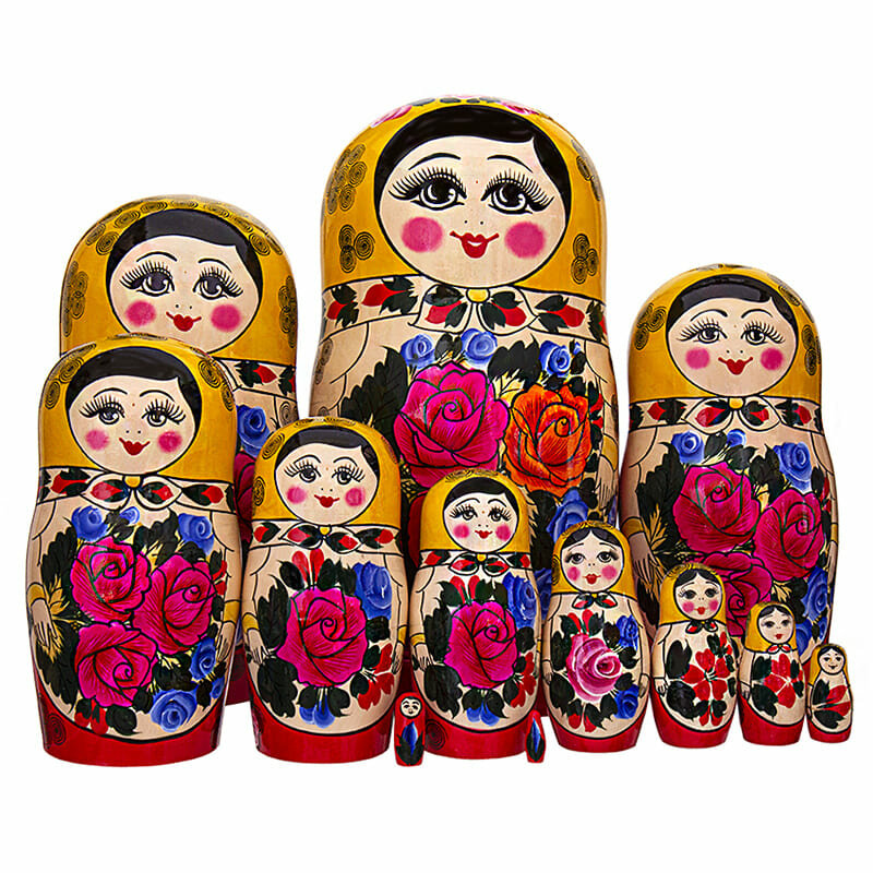 Традиционная деревянная матрешка Семеновская фабричная 12 мест 32 см