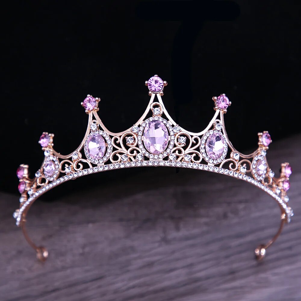 DIEZI винтажная корона принцессы с кристаллами gold pink