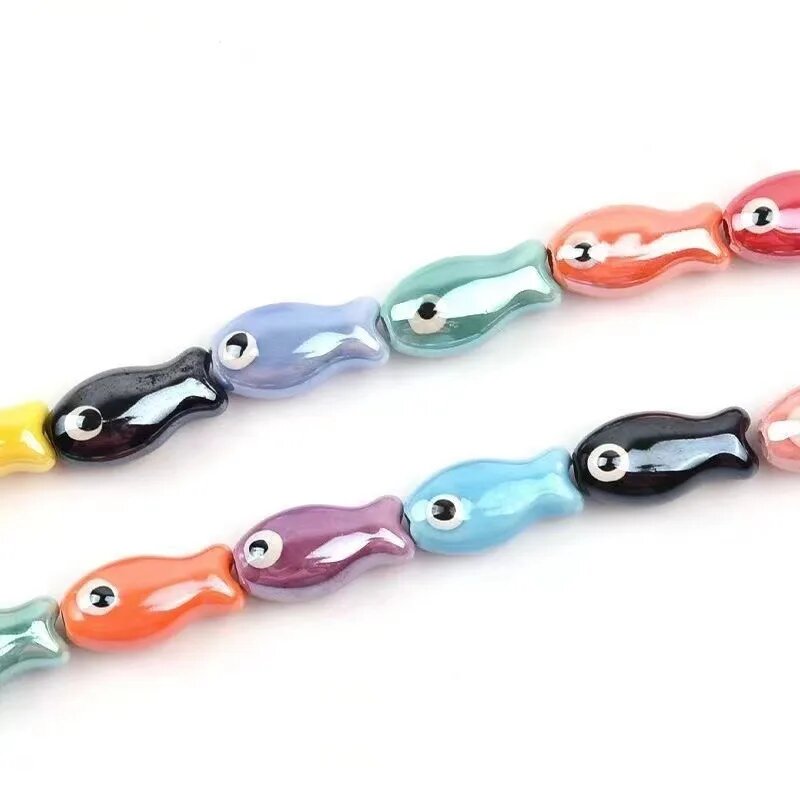 Керамические бусины-рыбки 10 шт Mix