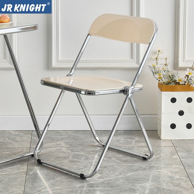 Складной акриловый стул со спинкой для дома, кухни, гостиной и спальни