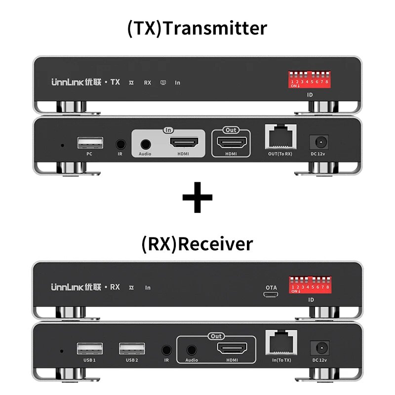 Unnlink HDMI KVM-удлинитель 200 м 4K 30 Гц Style 2, EU Plug