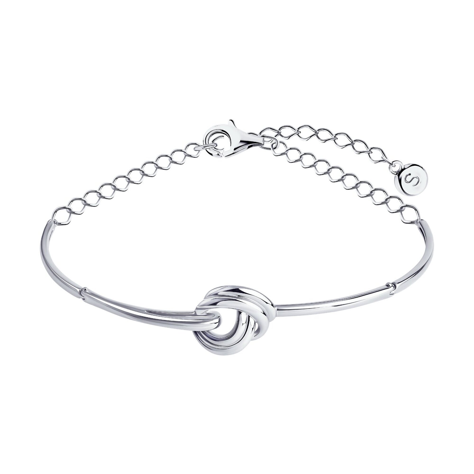 Жесткий браслет, серебро, 925 проба, родирование