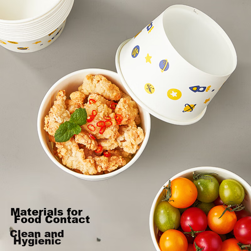 SHUANG YU Disposable Bowls, Thickened Paper Bowls, 475ml*40 Pieces, Food-Grade Lunch Boxes, Picnic Boxes, Soup Bowls, Takeout Boxes
