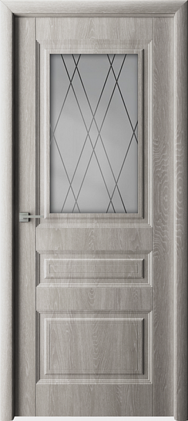 Межкомнатная Дверь Verda Каскад Дуб Филадельфия Грей со Стеклом Сатинато 2000х900мм (Полотно+Коробка+5 Наличников) / Верда.