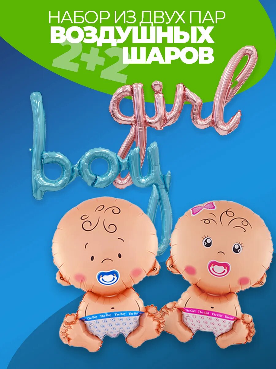 Шары для фотозоны гендер пати фольгированные мальчик девочка