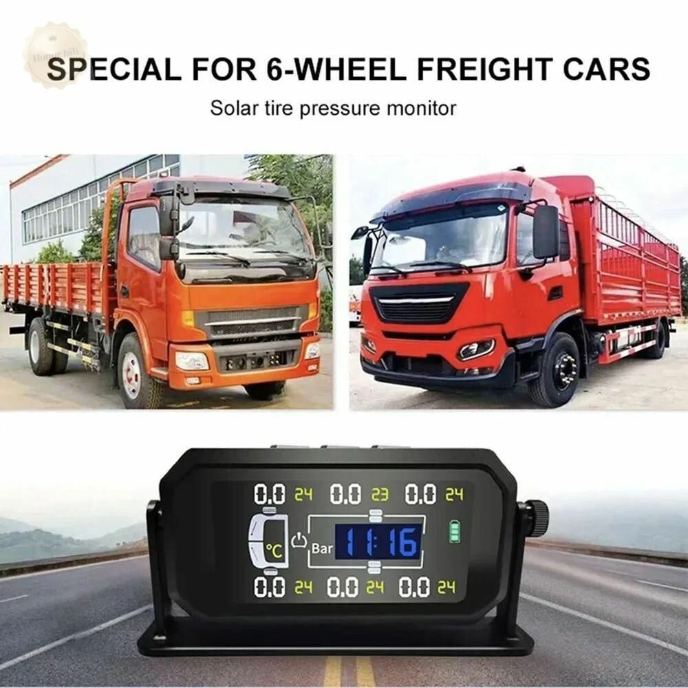 TPMS Солнечная система контроля давления в шинах для легковых и грузовых автомобилей с 6 датчиками