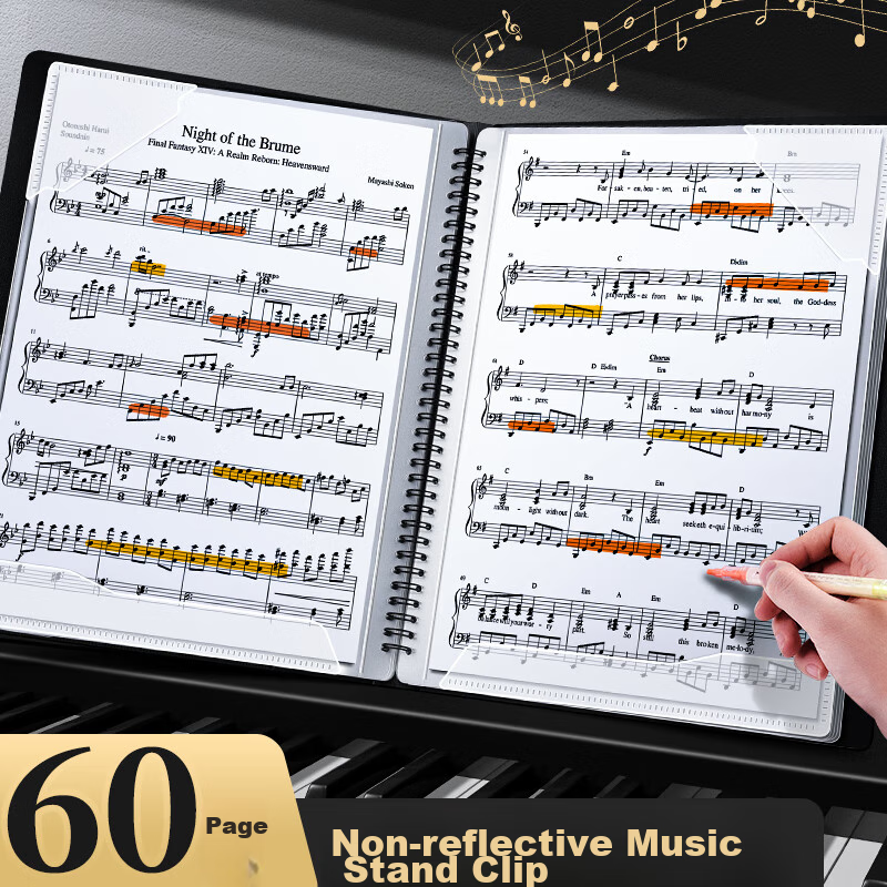 Shuxing Music Folder Clip, A4 File Folder, Black Non-Reflective, Editable, Transparent Sheet Protector, Drum And Piano Score Holder, Loose-Leaf Music Organizer, Expandable Storage Binder, Choral Songbook, Sheet Music Folder