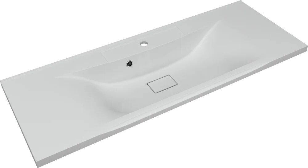 Мебельная раковина Florentina Прима 120 из литьевого мрамора, раковина для ванной, со сливом-переливом, белая, прямоугольная