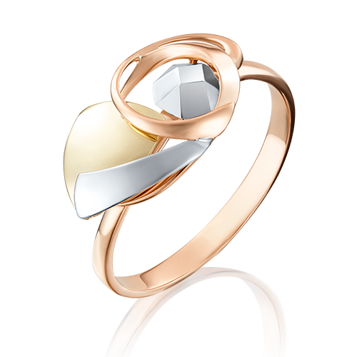 Кольцо, комбинированное золото, 585 проба