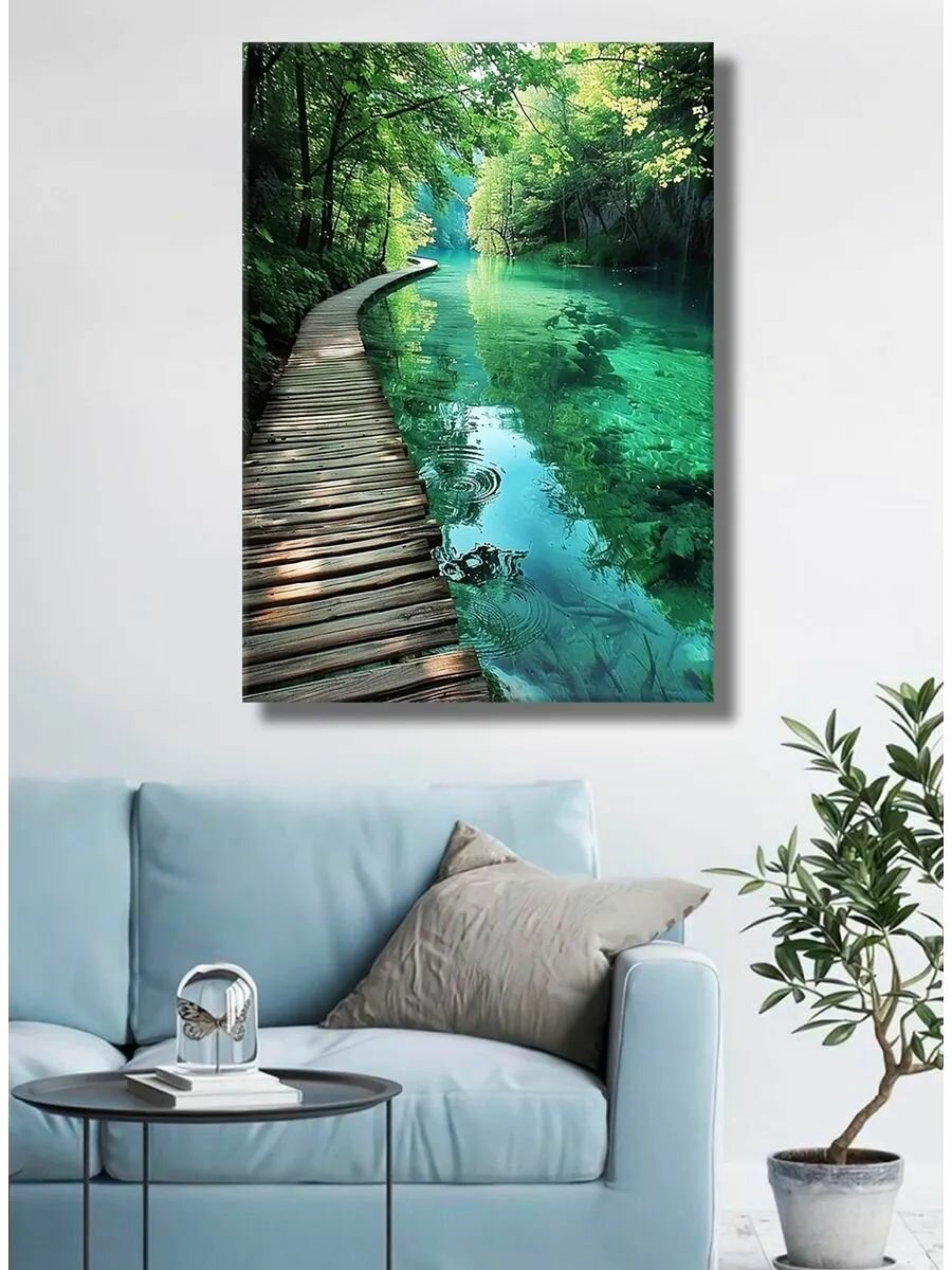 Картина "Водопад в тумане", для интерьера 50х70см 1шт.